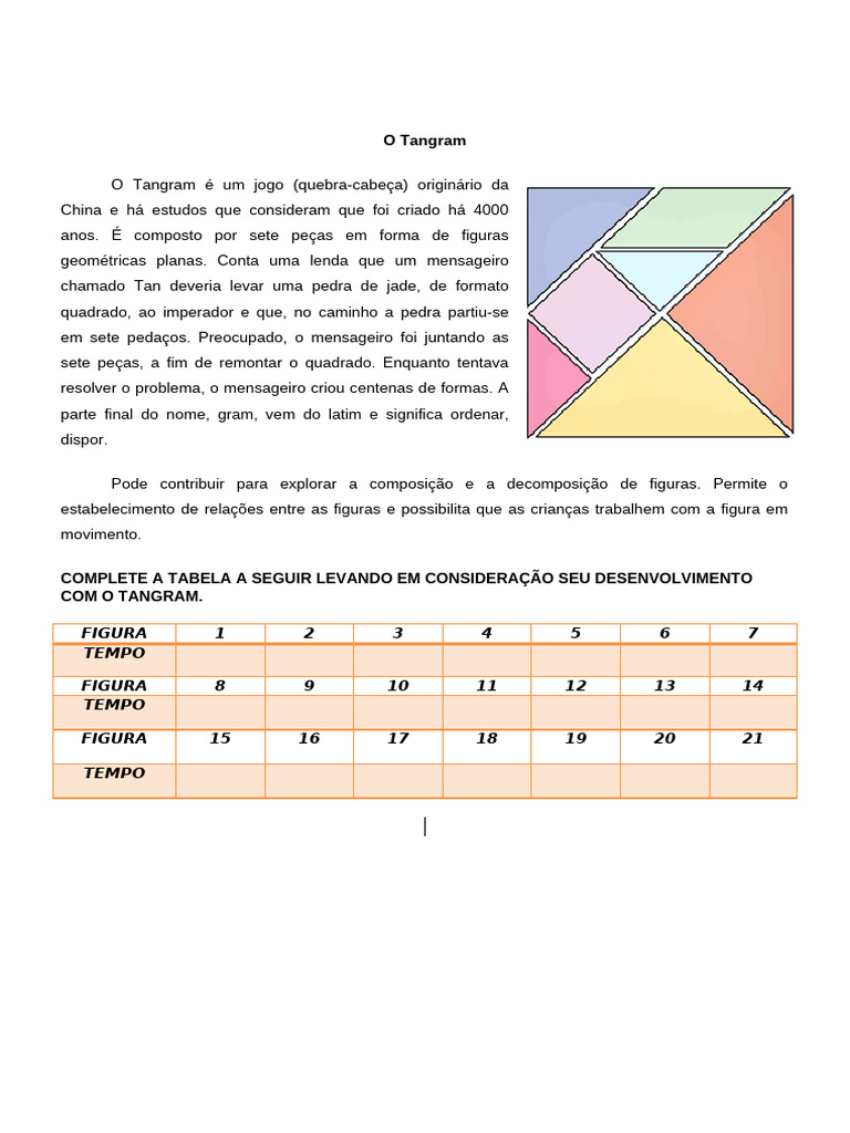 História e Benefícios do Tangram | PDF