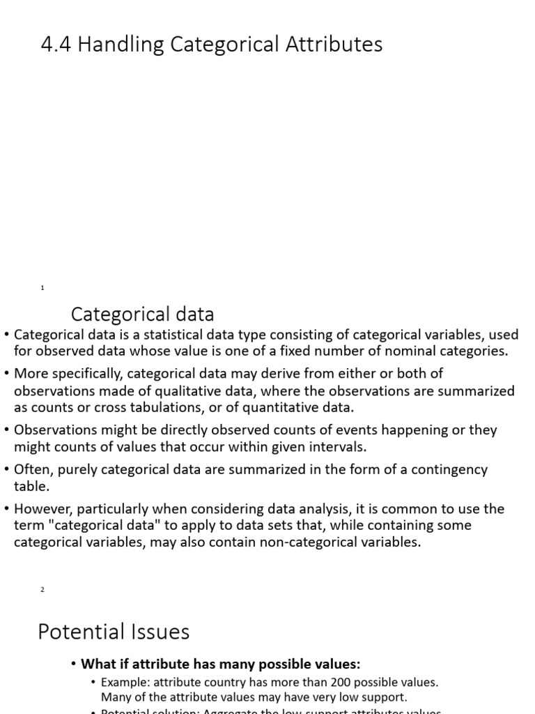 Unit4 3 Handling Categorical Attributes | PDF | Categorical Variable ...