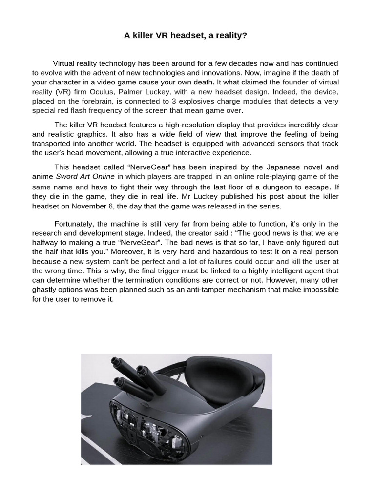 A Killer VR Headset - Copie | PDF