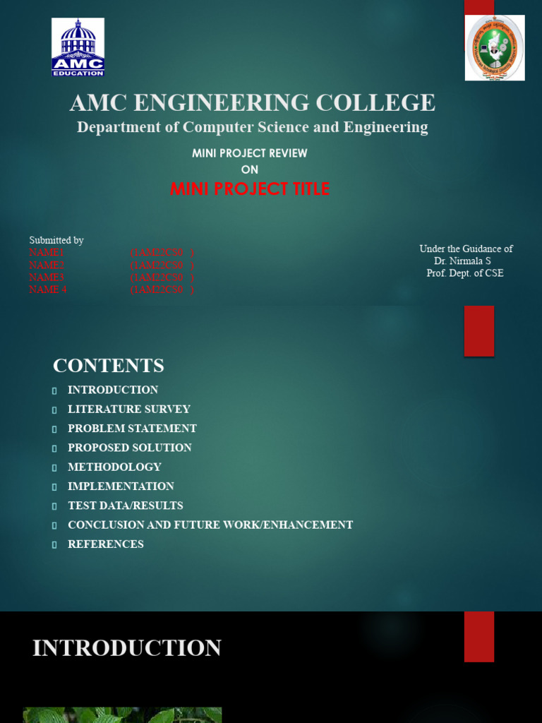 Mini Project PPT Format - 5 CSE | PDF | Statistical Classification | Science