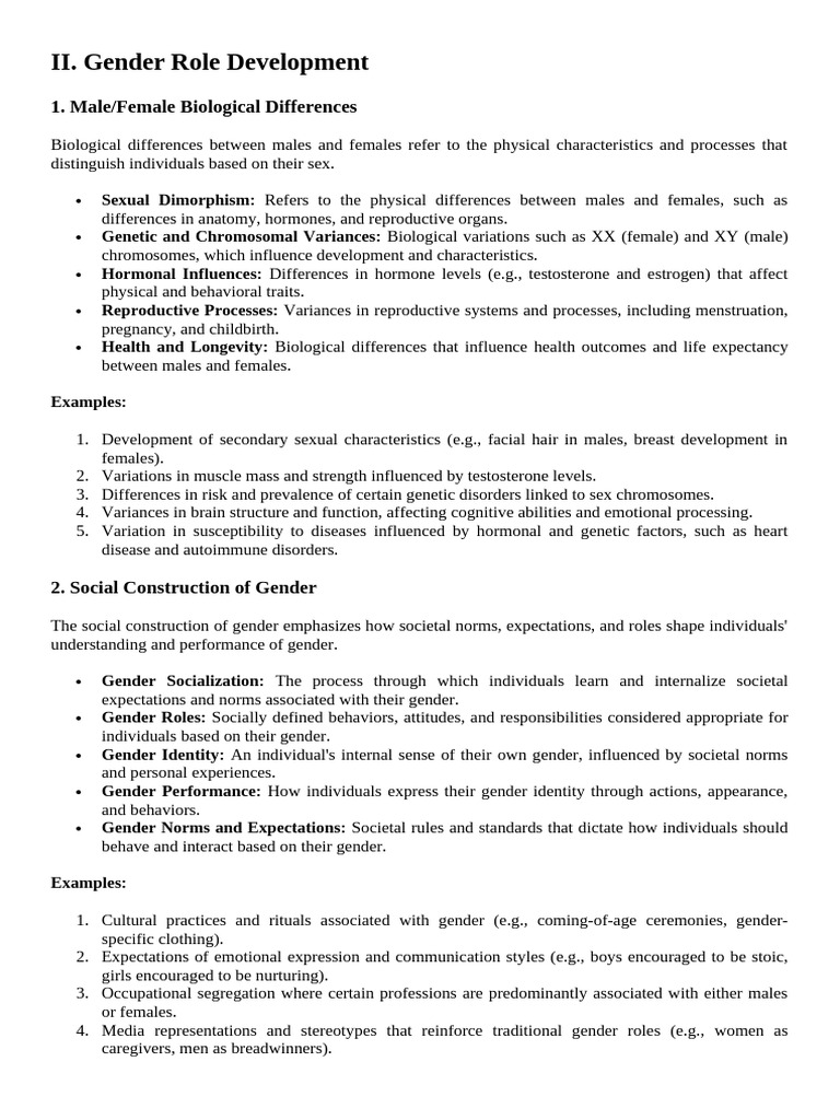 II. Gender Role Development | PDF | Gender | Gender Studies