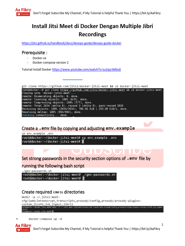 Install Jitsi Meet di Docker Dengan Multiple Jibri-AaFikry | PDF | System Software | Software