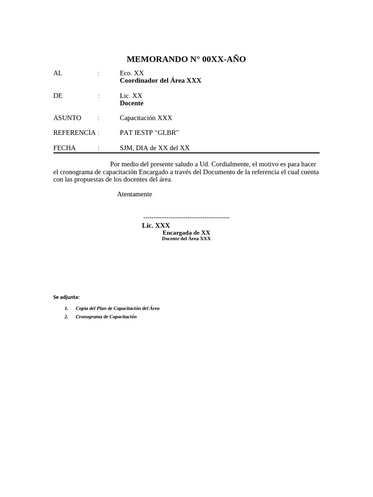 MEMORANDO MODELO2 | PDF