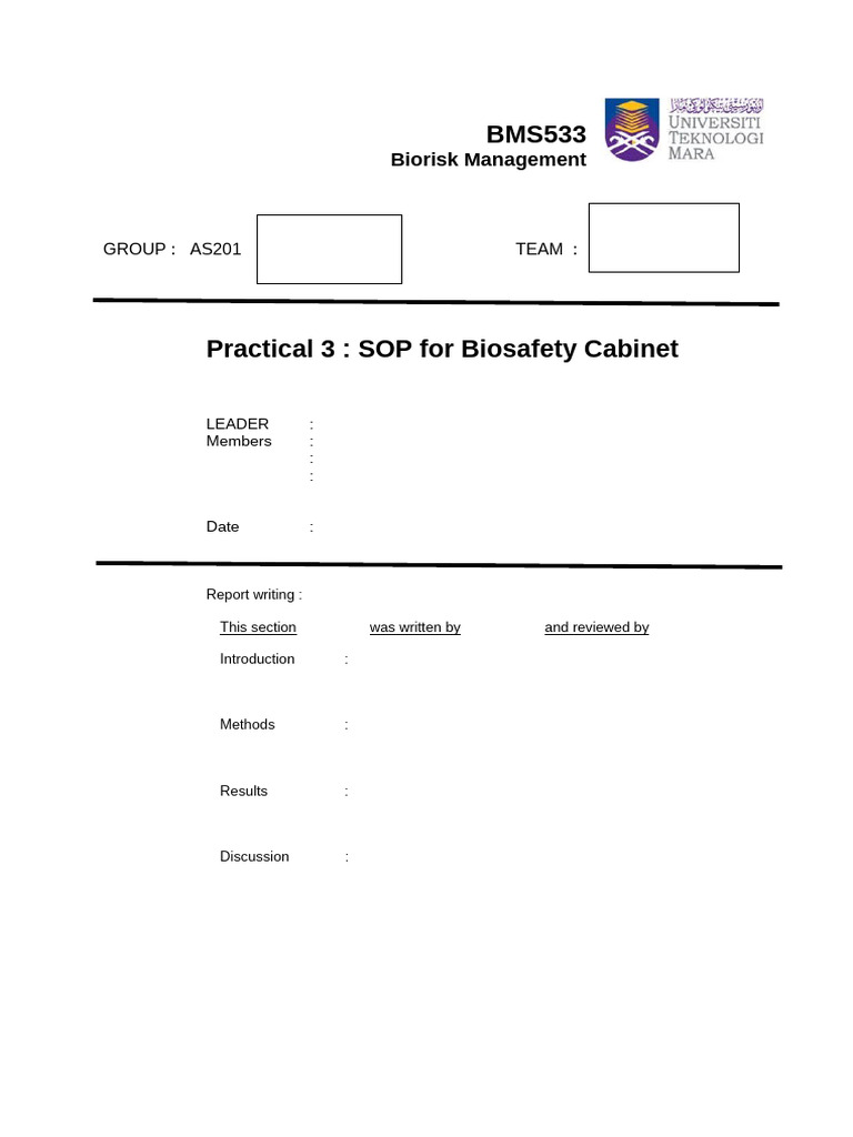BMS533_Practical 3_Okt24 | PDF | Safety