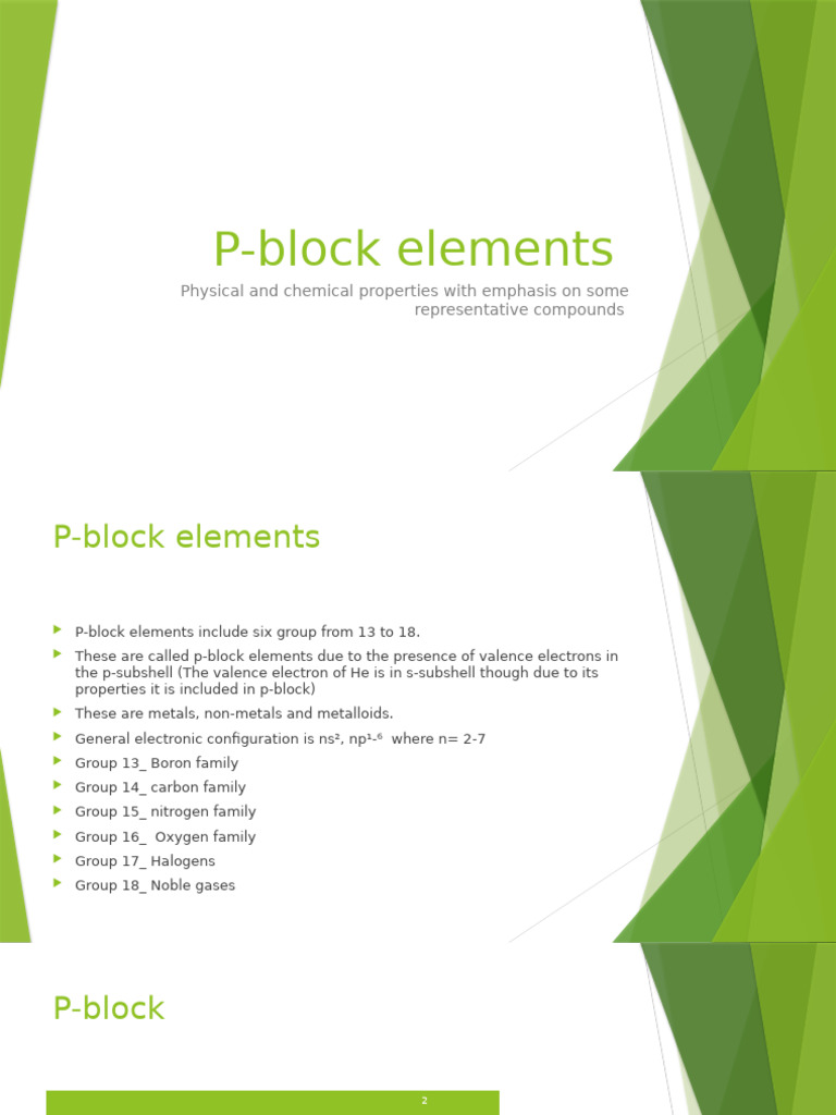 Presentation. P-Block Elements | PDF | Chlorine | Iodine