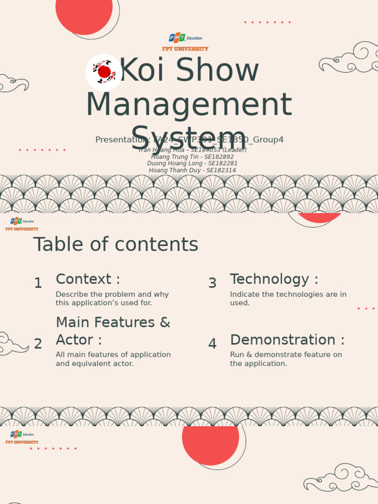 SWP391 KoiShowManagementSystem Slide | PDF