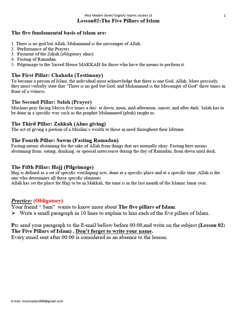 Lesson 02 Five Pillars of Islam | PDF