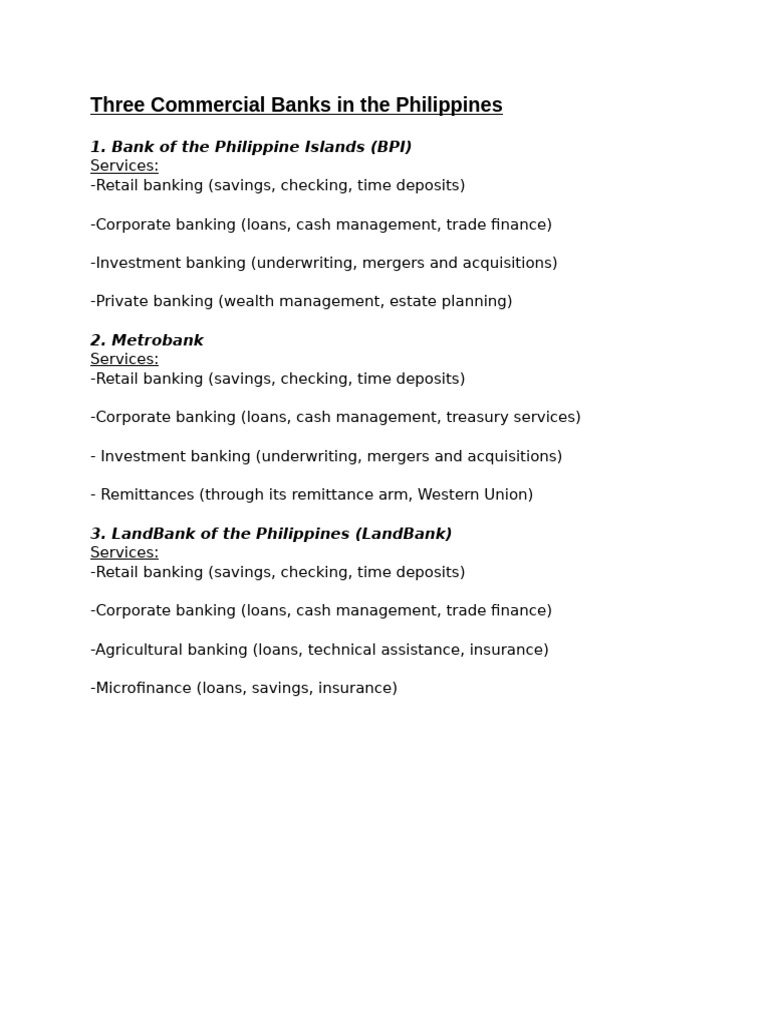 Top 3 Commercial Banks in the Philippines | PDF