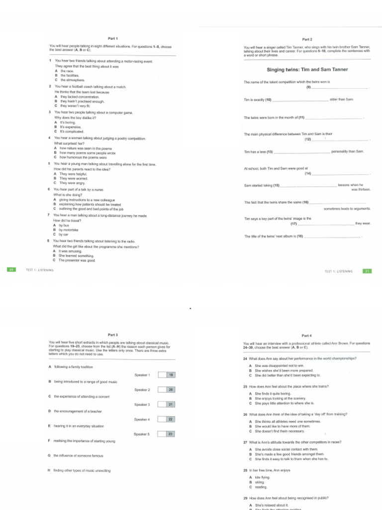 Fce Practice Test 1, Listening | PDF