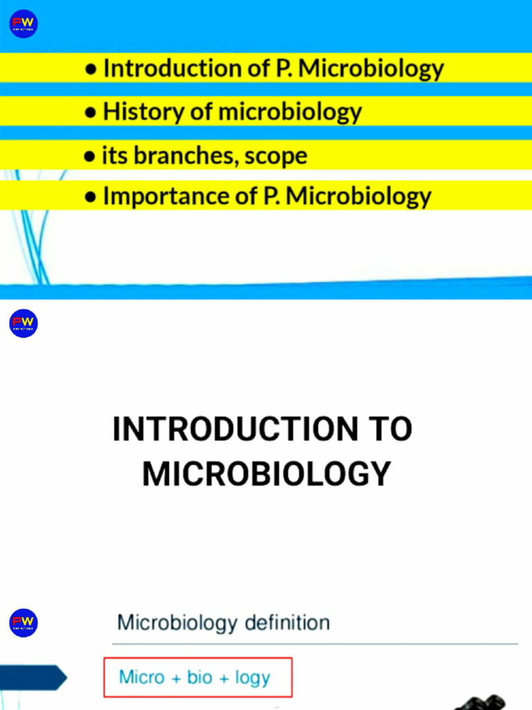 Pharmaceutical Microbiology Introduction Unit-1 (B Pharmacy 3rd Sem) Pharmacy Wala | PDF