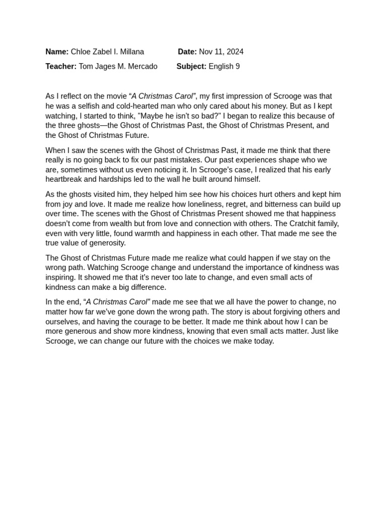 Lessons from A Christmas Carol | PDF
