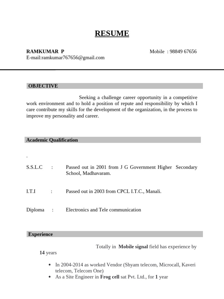 Ramkumar.P Resume 2024 | PDF
