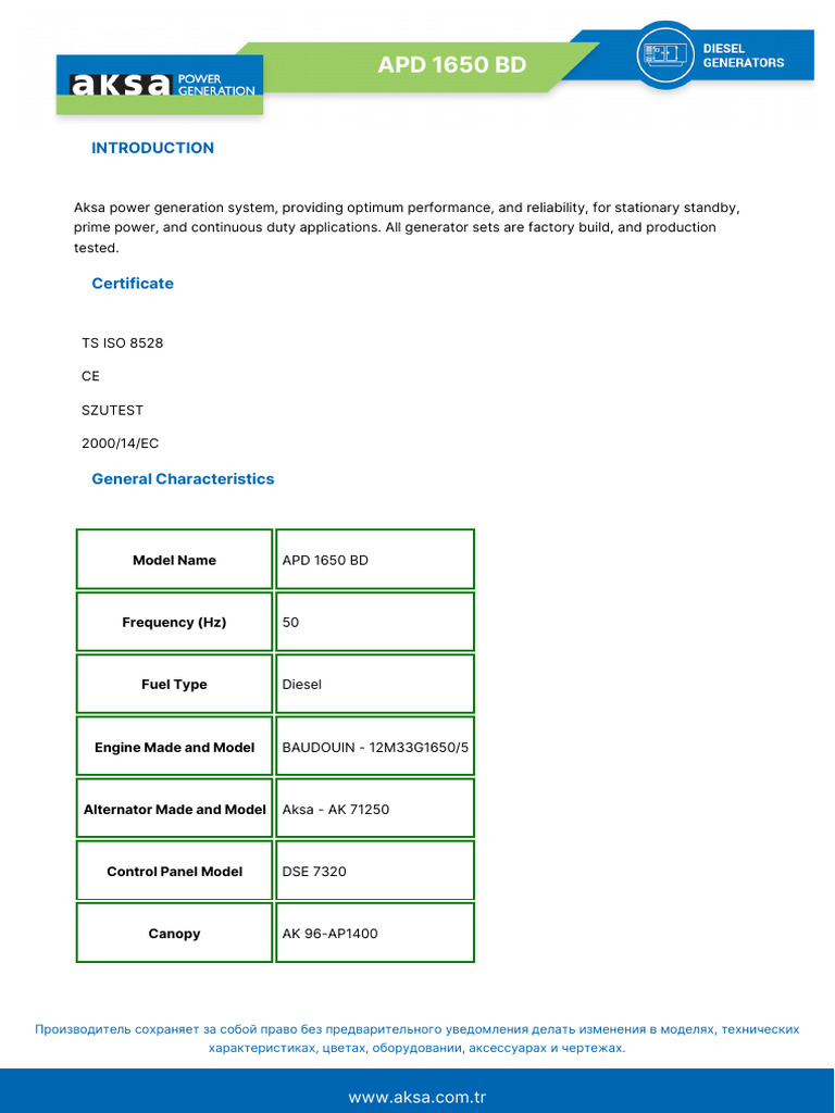 APD 1650 BD | PDF | Engines | Diesel Engine