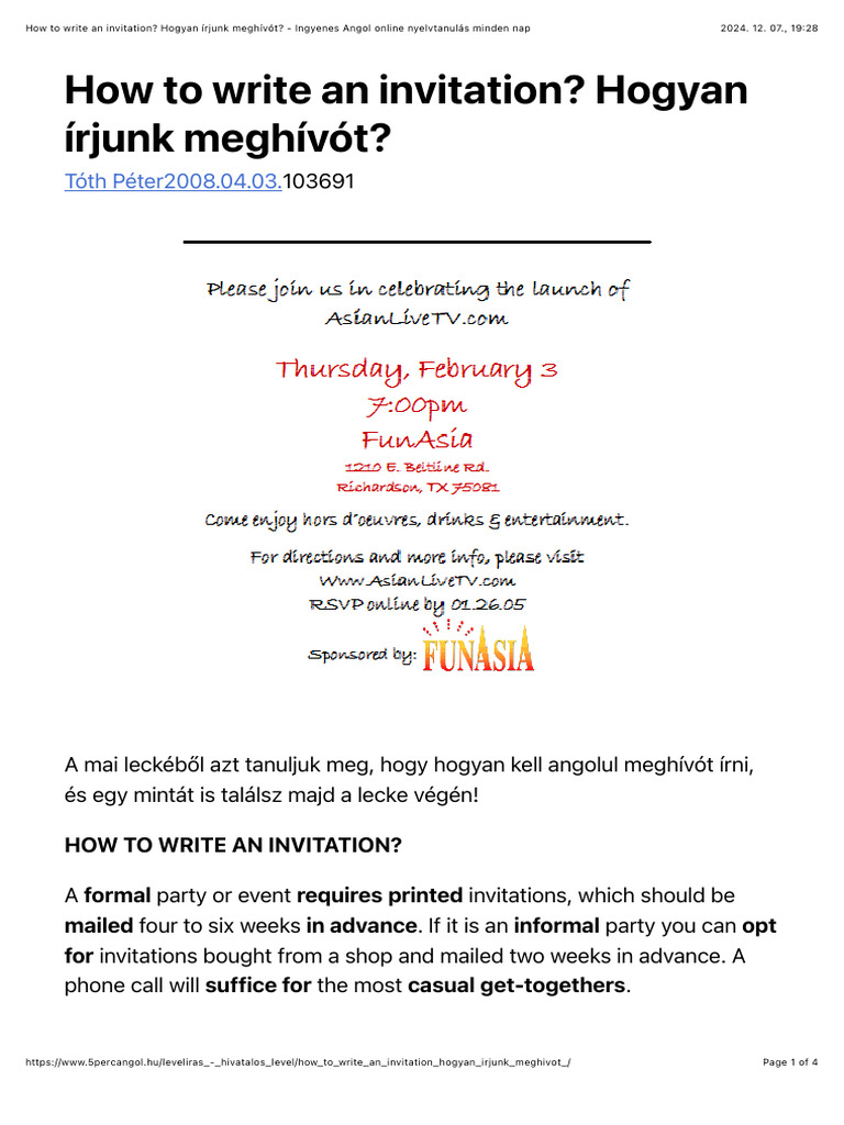 How To Write An Invitation | PDF
