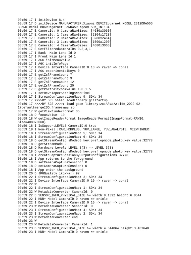 Xiaomi Redmi Garnet Camera Log Analysis | PDF | Computing