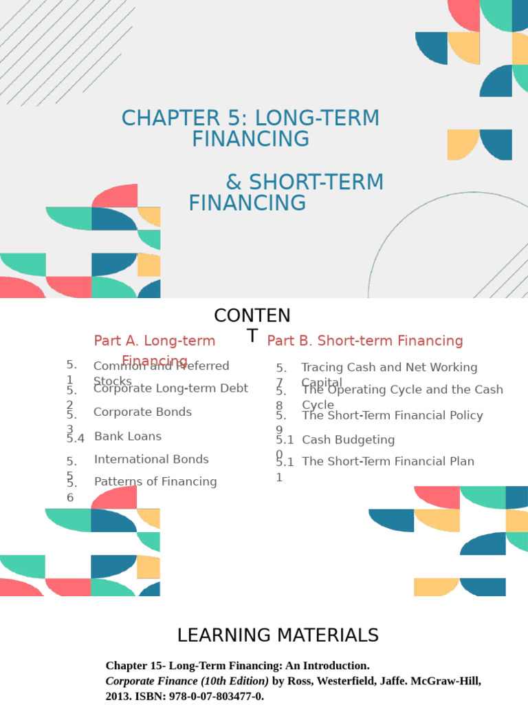 Chapter 5 - Long-Term Short-Term Financing | PDF | Bonds (Finance) | Debt