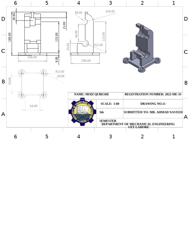 Mechanical Engineering Drawing Submission | PDF