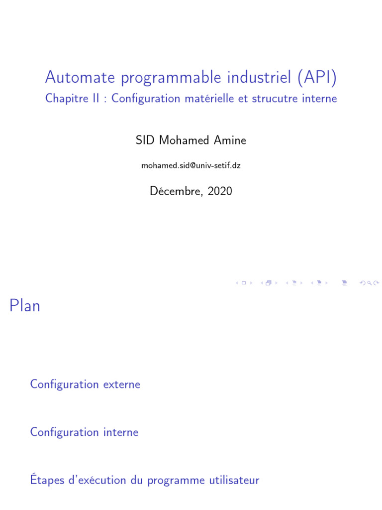 Configuration des Automates Programmables | PDF | Mémoire (informatique ...