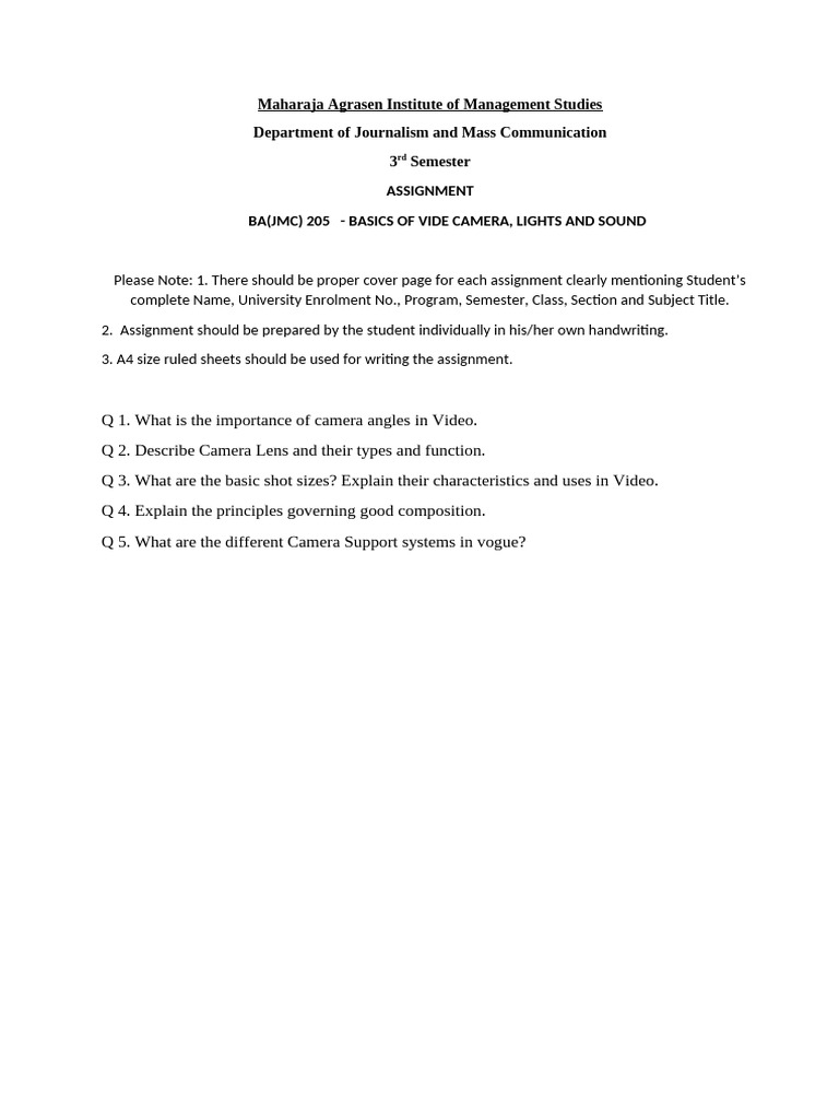 Assignment BA (JMC) 205 BVCLS | PDF