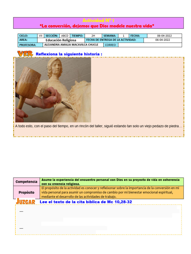 ACTIVIDAD DE APRENDIZAJE #1 Exp. 1 3° VII | PDF | Pecado | Perdón