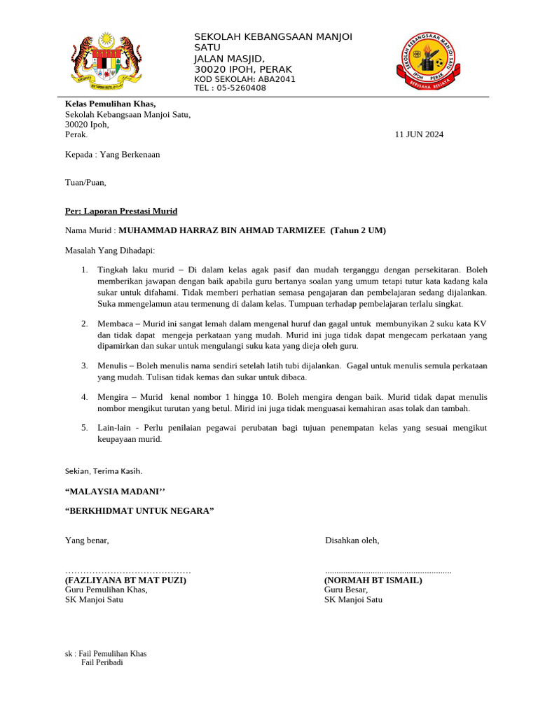 Laporan Murid MBK - Doc Harazz | PDF