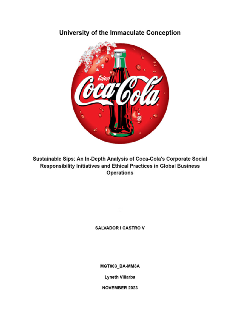 Coca-Cola's CSR and Sustainability Practices | PDF | Corporate Social ...