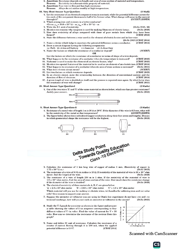 Electricity Assignment Class 10 | PDF