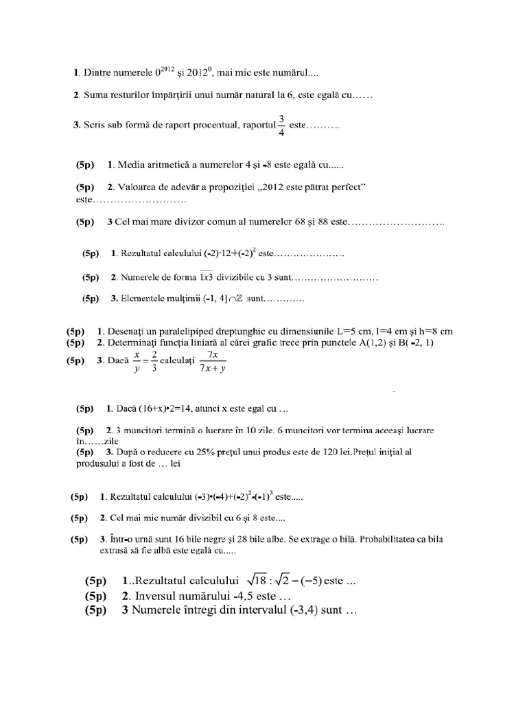 Clasa 8 Algebra Partea I Entru Ev Nationala | PDF