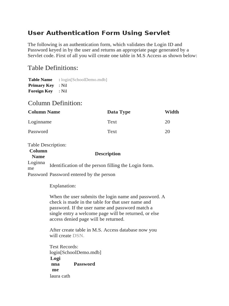 Servlet-Based User Authentication | PDF | Software | Software Engineering