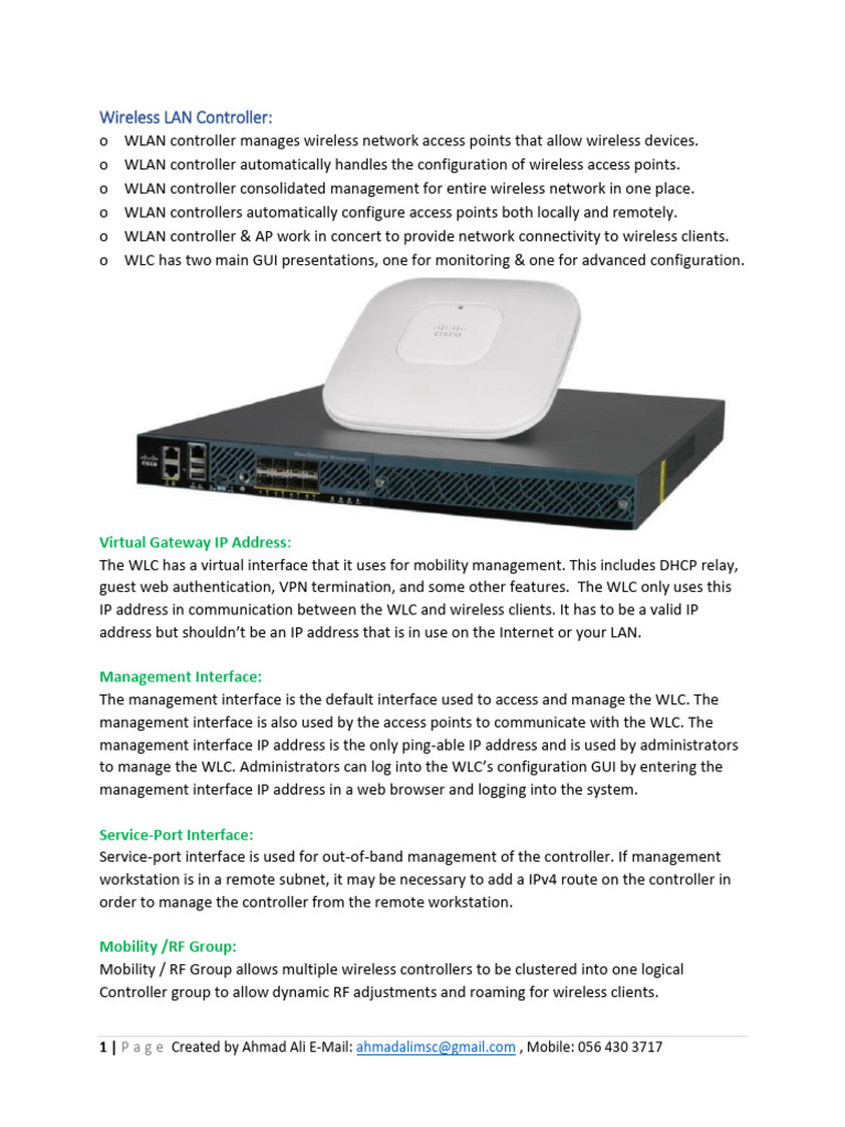 WLAN Controller Setup Guide | PDF | Ip Address | Computer Network