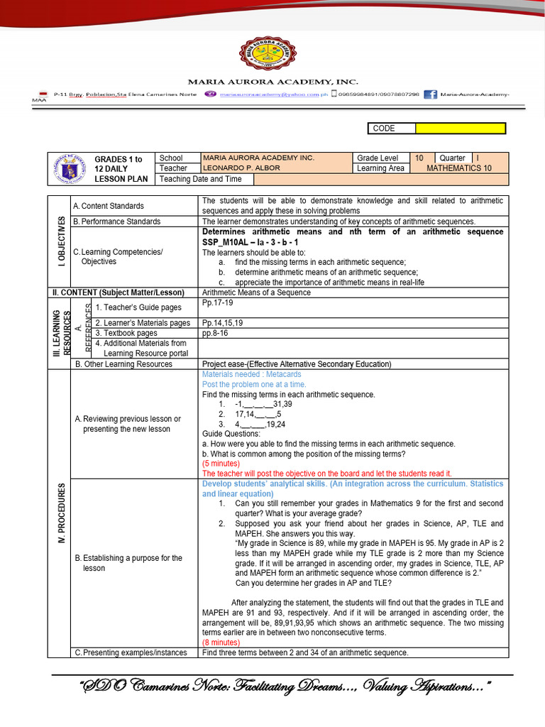 MATH10Q1W2D2 | PDF | Mean | Arithmetic