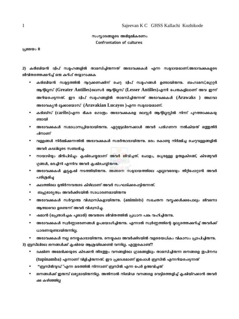 Hsslive Xi History CH 8 Sajeevan Malayalam | PDF