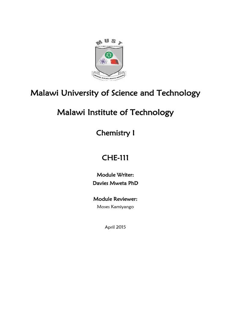 Chemistry I - CHE 111 Module | PDF | Covalent Bond | Chemical Bond