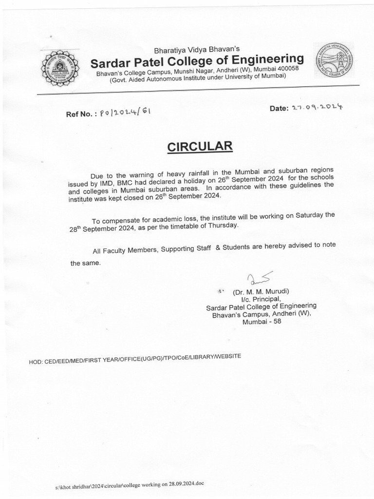 61 Circular Institute Working On 27-09-2024 27092024 | PDF