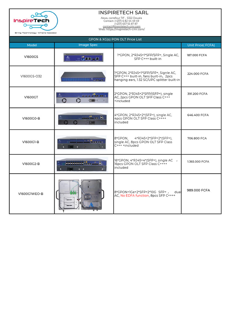 Catalogue Des Prix Des Équipements INSPIRETECH-VSOL.pdf-1-1 | PDF | Wide Area Network | Service ...
