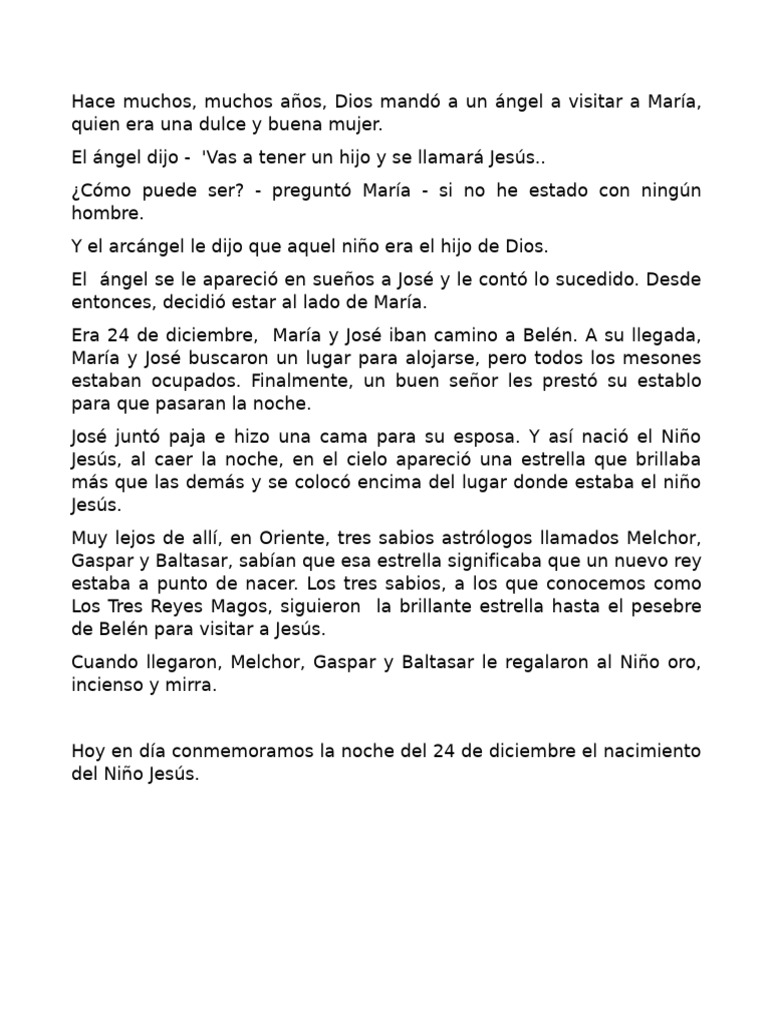 Nacimiento del Niño Jesús en Belén | PDF
