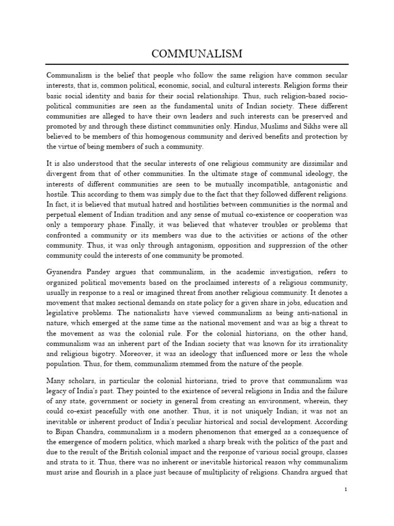 Communalism | PDF | British Raj | Nationalism
