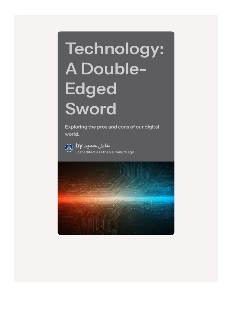 Technology- A Double-Edged Sword | Gamma | PDF