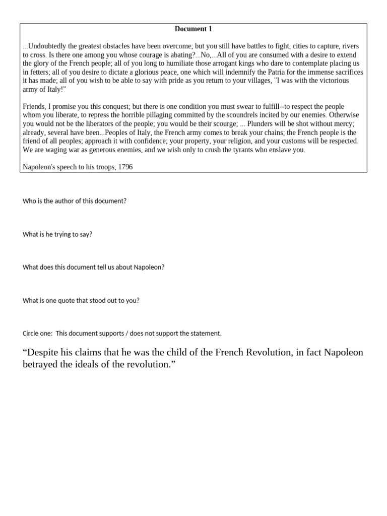 Napoleon DBQ | PDF | Napoleon