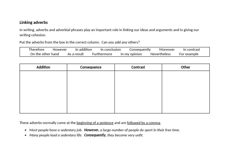 Linking Adverbs (1) | PDF