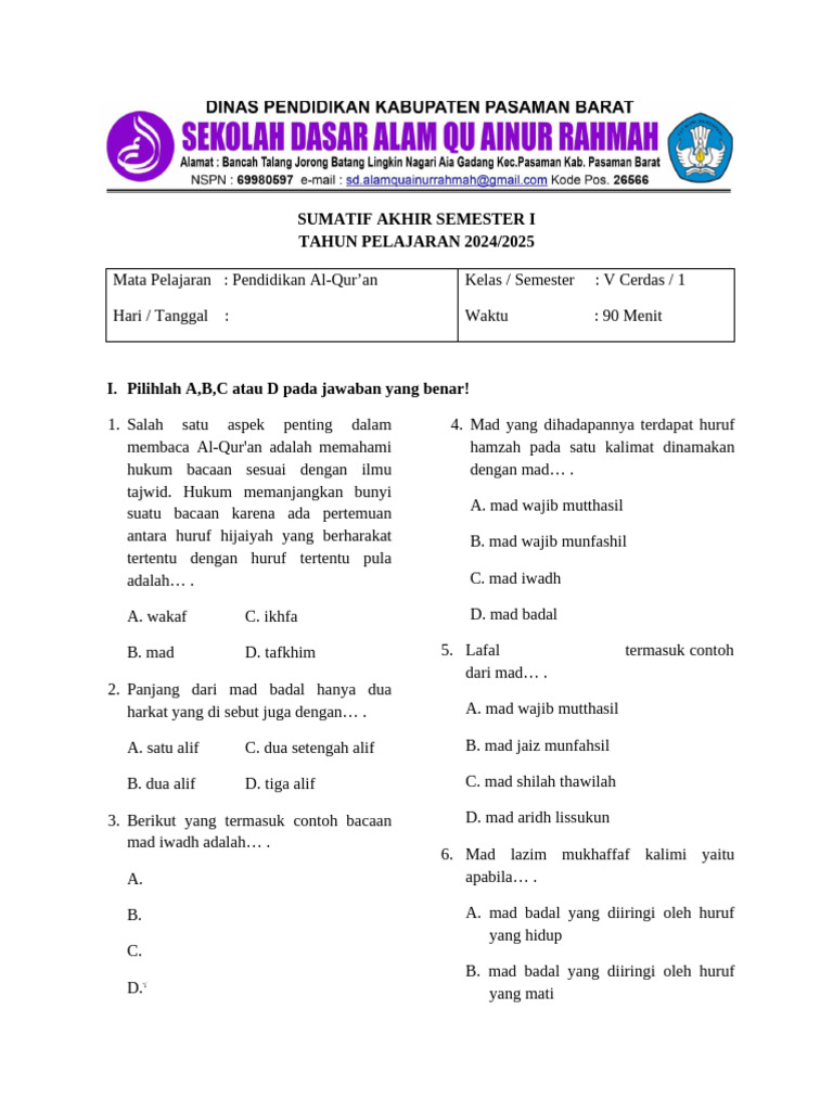 Soal PQ Sas Cerdas | PDF