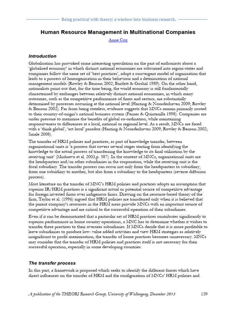 HRM | PDF | Multinational Corporation | Human Resource Management