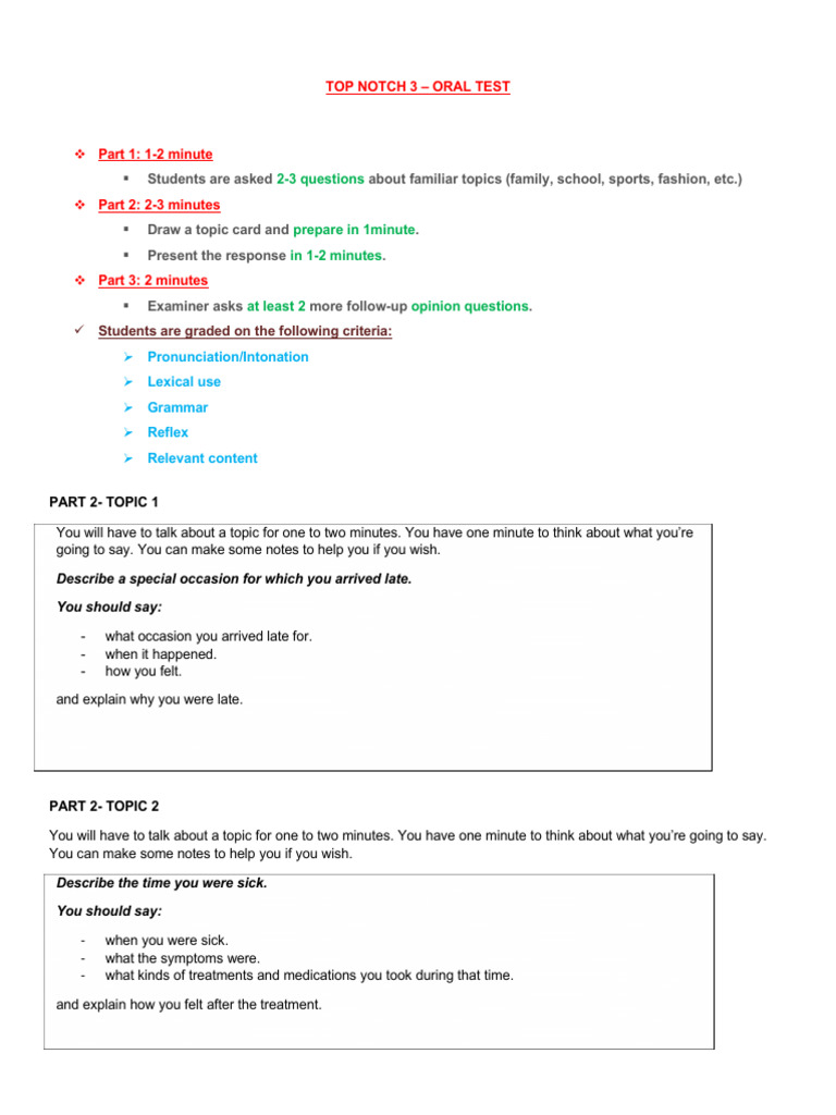 Tn3 Speaking Writing Topic | PDF