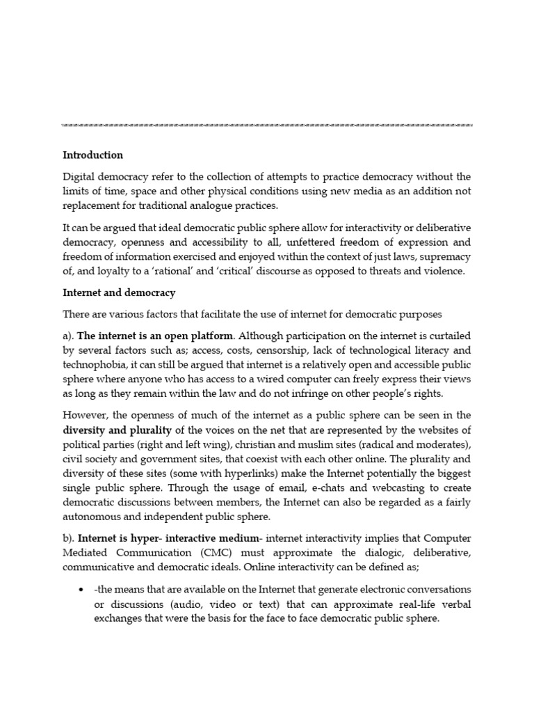 Digital Democracy and New Media Insights | PDF | Internet | Public Sphere