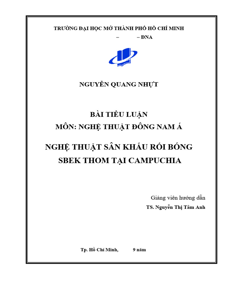 Tiểu luận NTĐNA Sbek Thom Campuchia | PDF