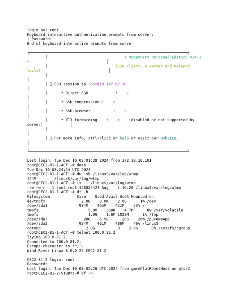 Log 10.147.67.18 20241210 102820 | PDF | Secure Shell | Superuser