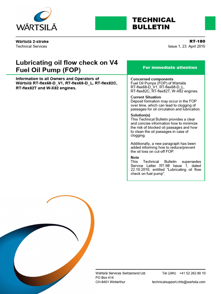 RT-180 Lubricating Oil Flow Check On V4 Fuel Oil Pump FOP | PDF ...