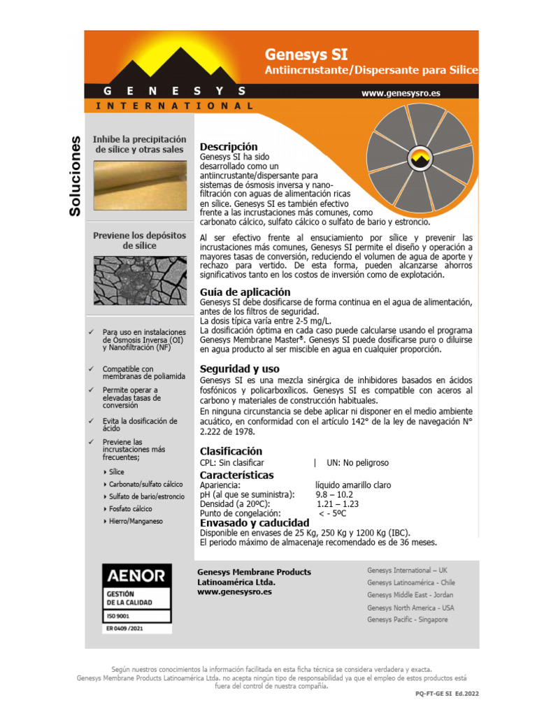 Genesys_SI_spa_Ed2022 | PDF | Agua | Ósmosis