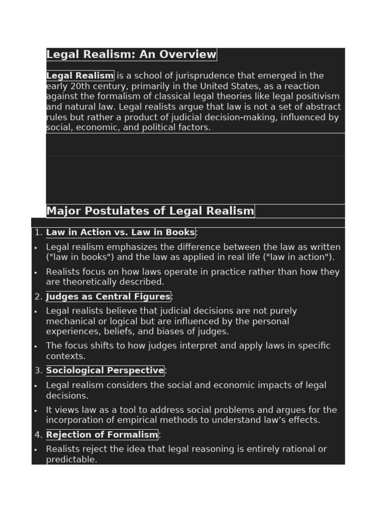 Overview of Legal Realism in Jurisprudence | PDF | Jurisprudence ...
