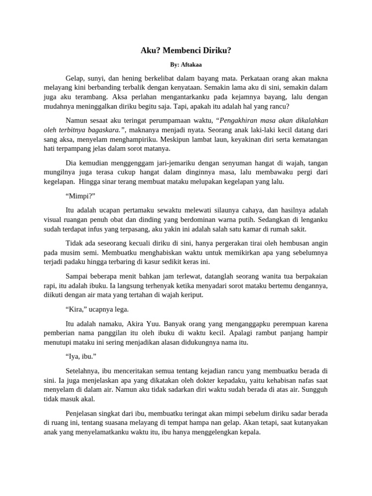 Aku, Membenci Diriku Sendiri. | PDF